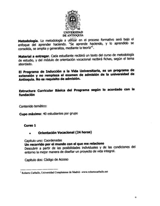 Induccion a la vida universitaria | PDF