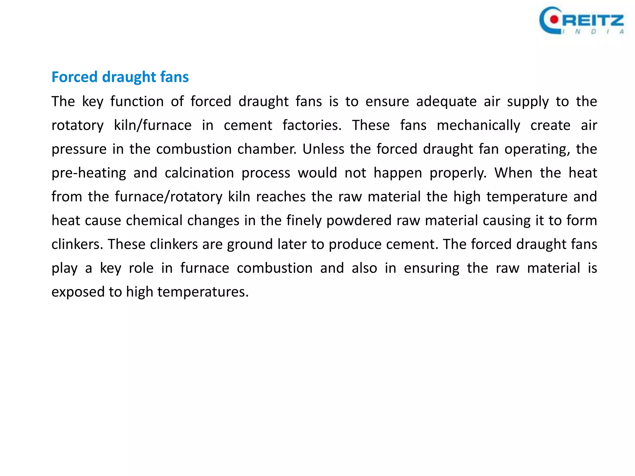 INDUCED DRAUGHT FANS AND FORCED DRAUGHT FANS IN CEMENT FACTORIES | PPTX