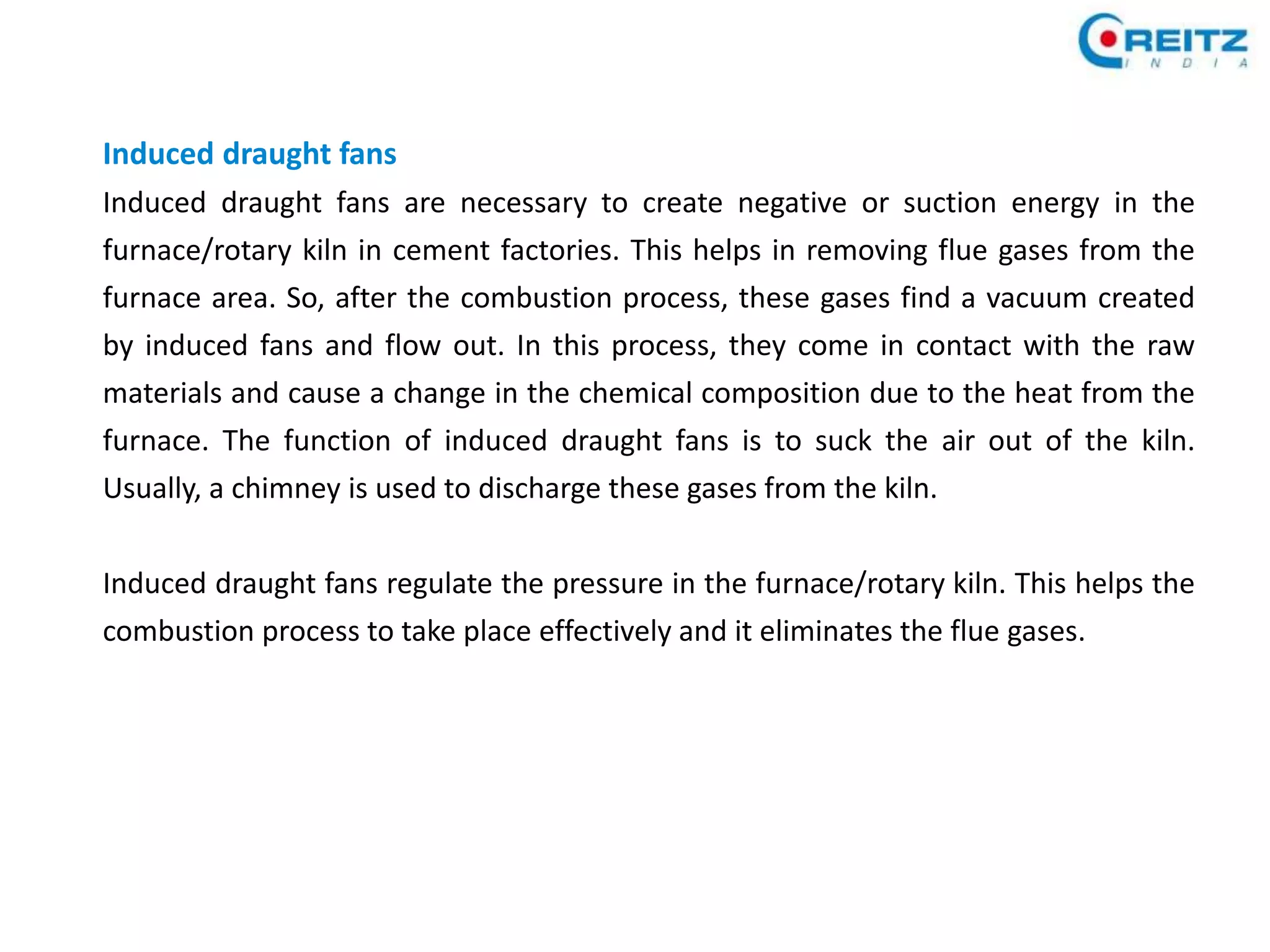 INDUCED DRAUGHT FANS AND FORCED DRAUGHT FANS IN CEMENT FACTORIES | PPTX