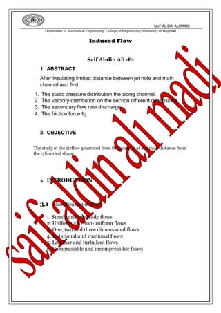 Induced flow | Fluid Laboratory | U.O.B | PDF