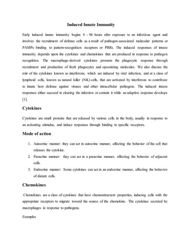Induced Innate Immunity Assignment Docx