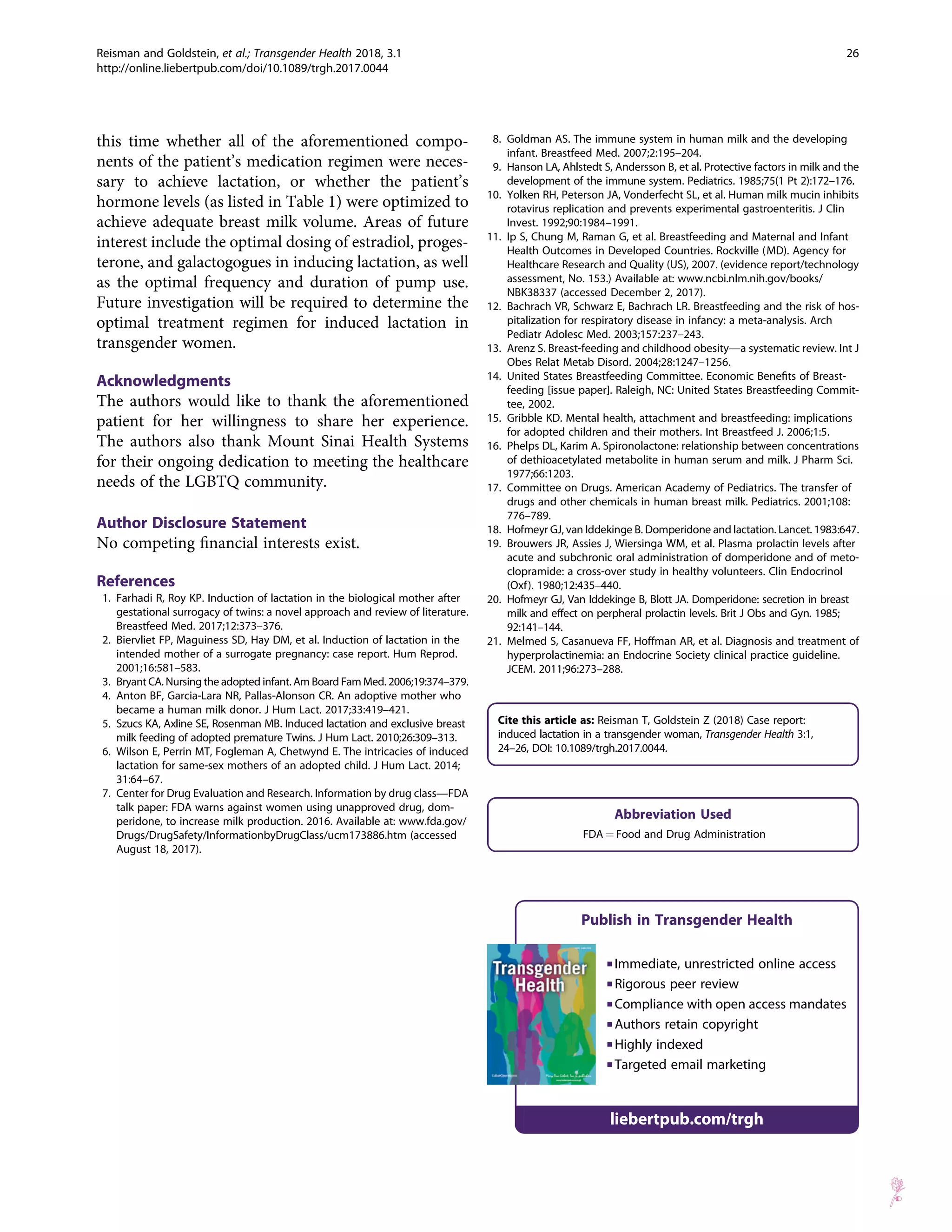 Induced Lactation in a Transgender Woman: Relato de caso - Lactação ...