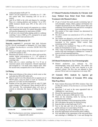 Induced mutational studies on saccharomyces cerevisiae for bioethanol production from fruit ...