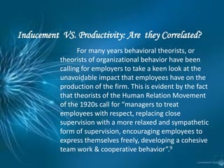 Inducement and Productivity | PPT