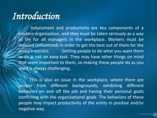 Inducement and Productivity | PPT