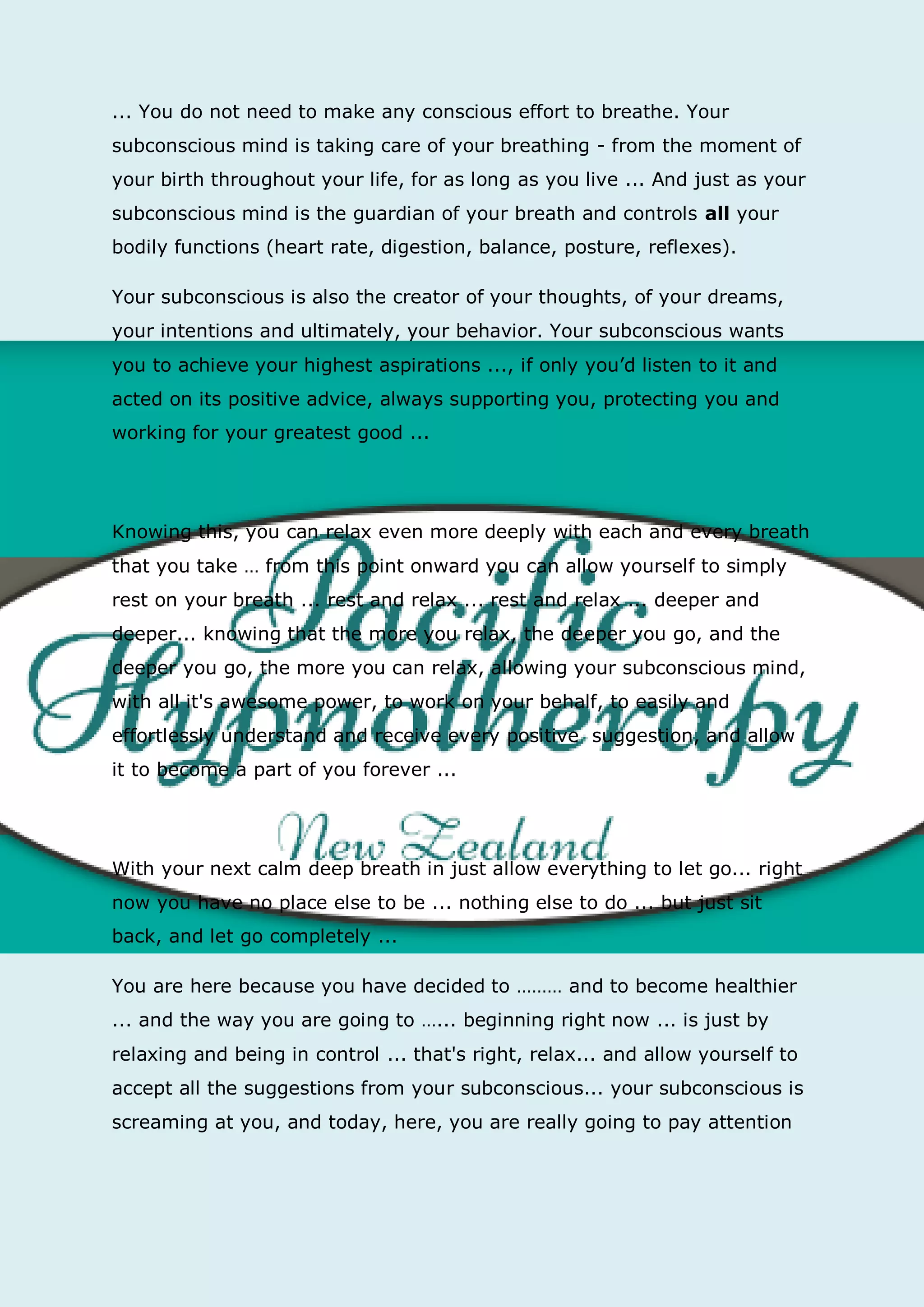 Hypnotherapy Induction - Candle Breathing | PDF
