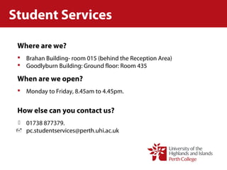 Perth College Student Services: Introduction | PPT