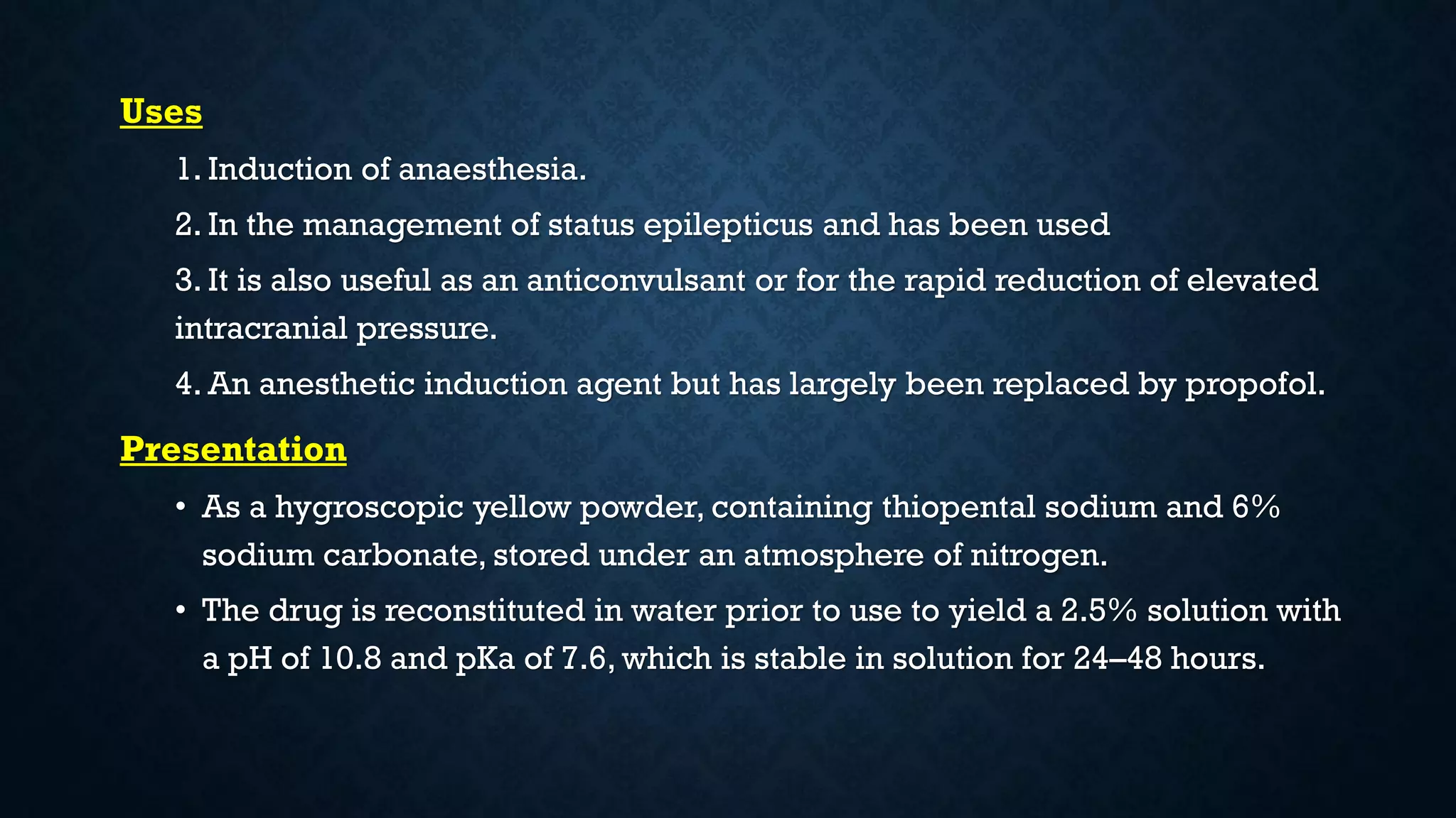 Induction Agents - Propofol, Sodium Thiopental, Ketamine, | PDF