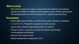 Induction Agents - Propofol, Sodium Thiopental, Ketamine, | PDF