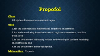 Induction Agents - Propofol, Sodium Thiopental, Ketamine, | PPT