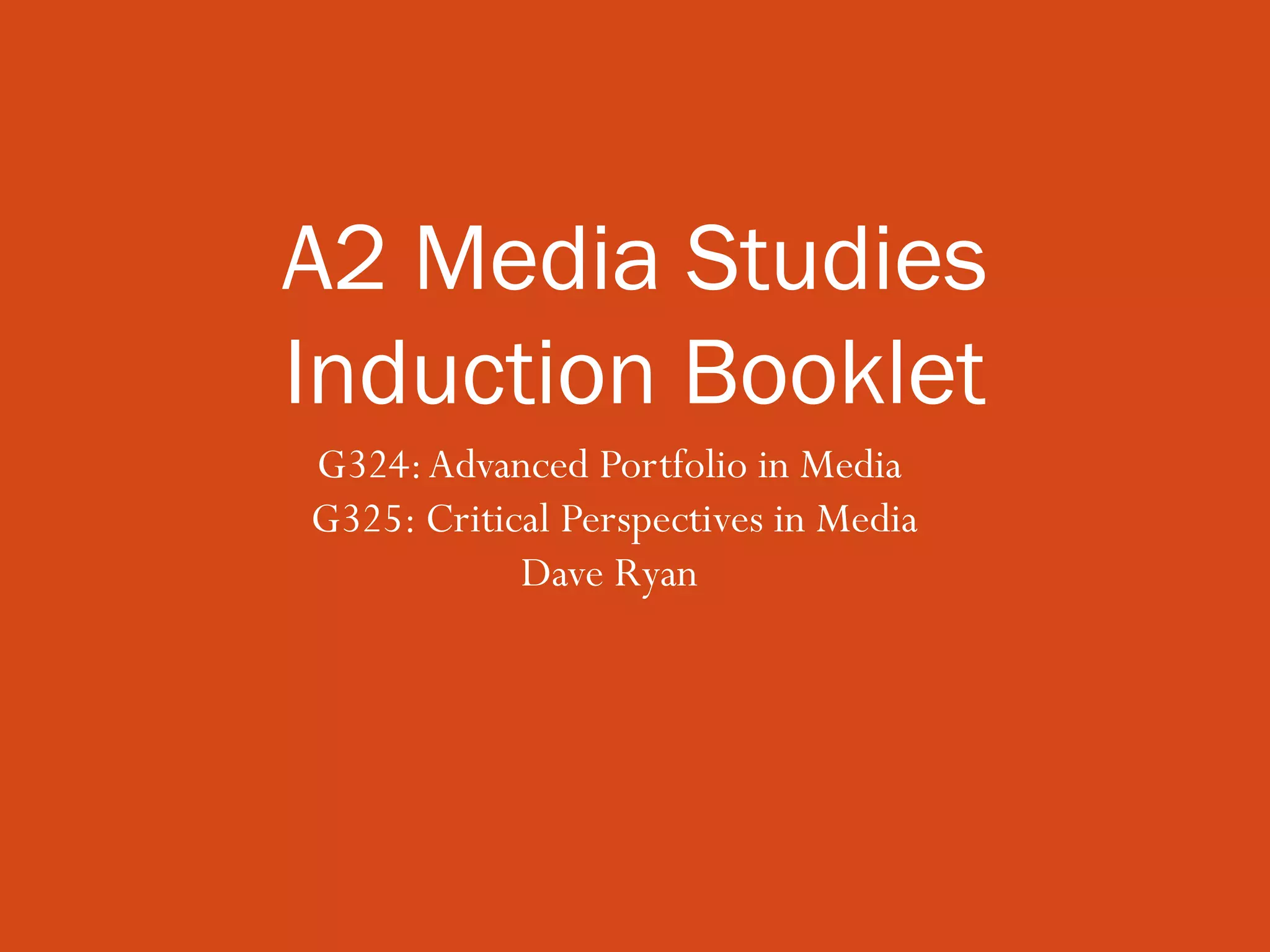 Induction booklet a2 media | PPT