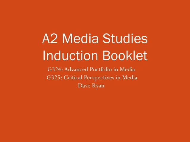 Induction booklet a2 media | PPT