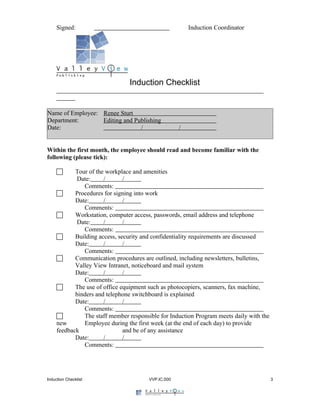 Induction Checklist | DOC