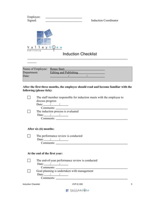 Induction Checklist | DOC