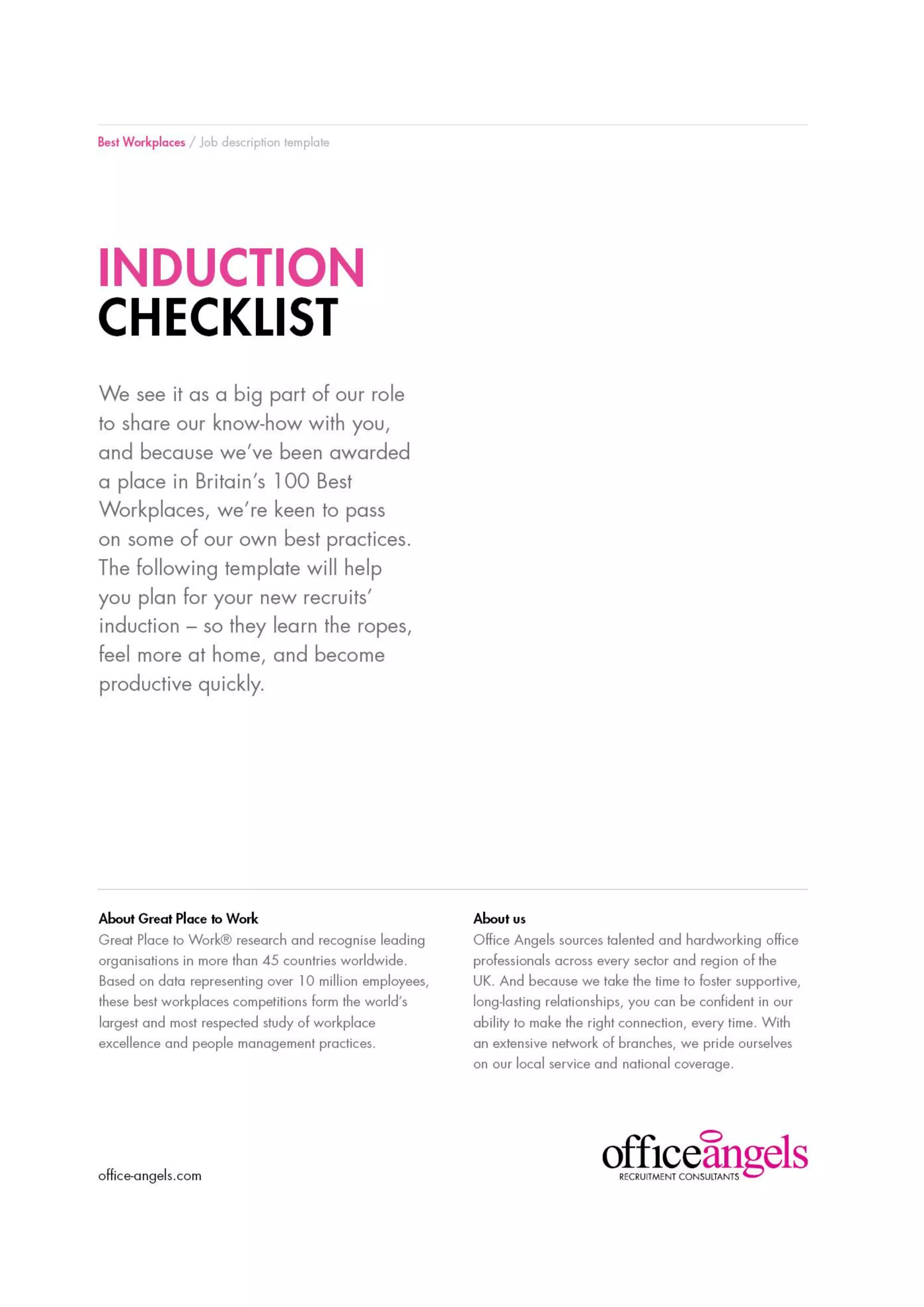 Induction checklist - To plan your next induction | PDF
