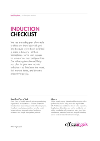 Induction checklist - To plan your next induction | PDF