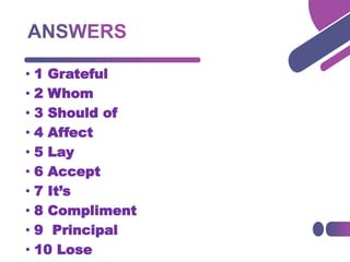 Induction common grammatical errors | PPTX