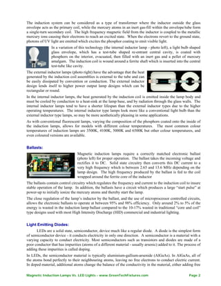 Induction lights vs led lights green tech fixtures | PDF