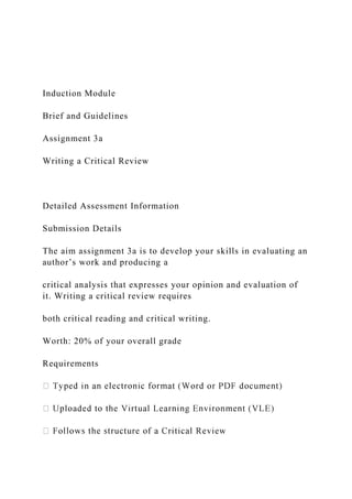 Induction Module Brief and Guidelines Assignment 3a .docx