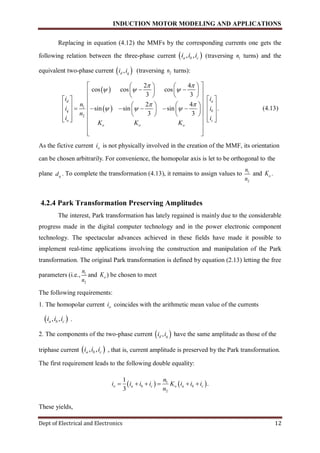 Induction motor modelling and applications report | PDF
