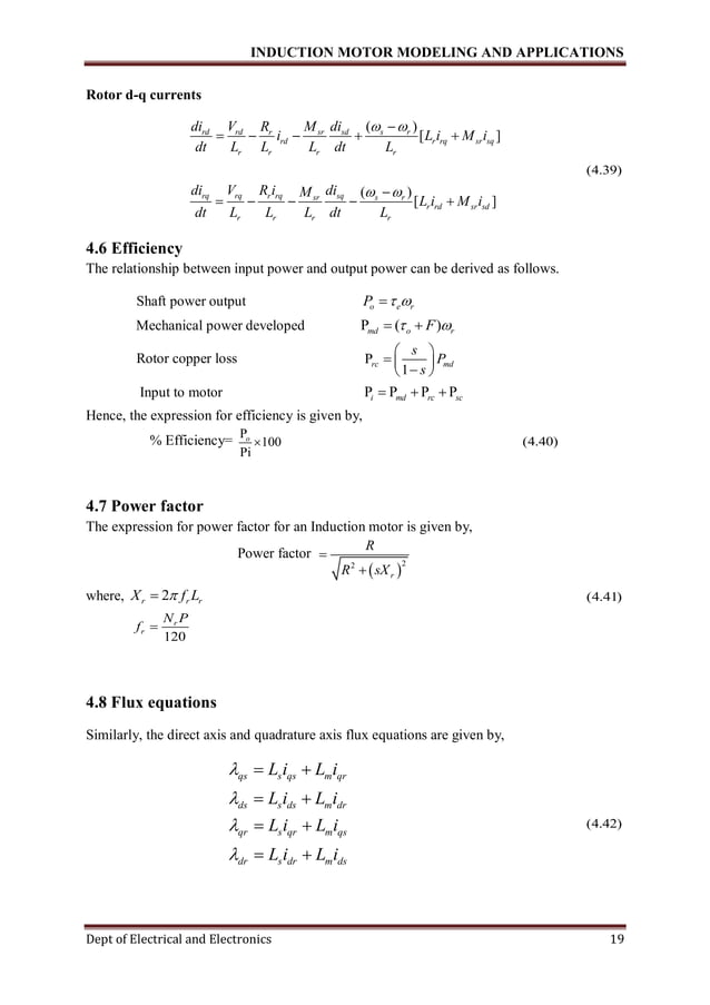 Induction motor modelling and applications report | PDF