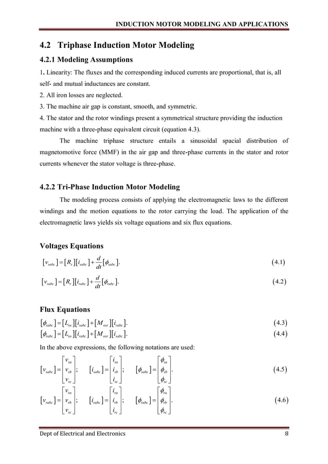 Induction motor modelling and applications report | PDF