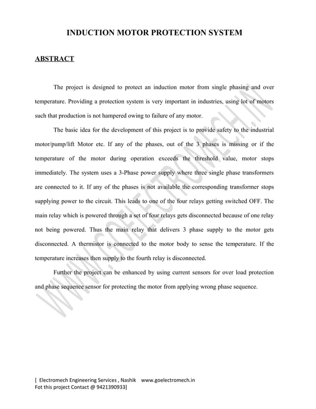 Induction Motor Protection System Pdf