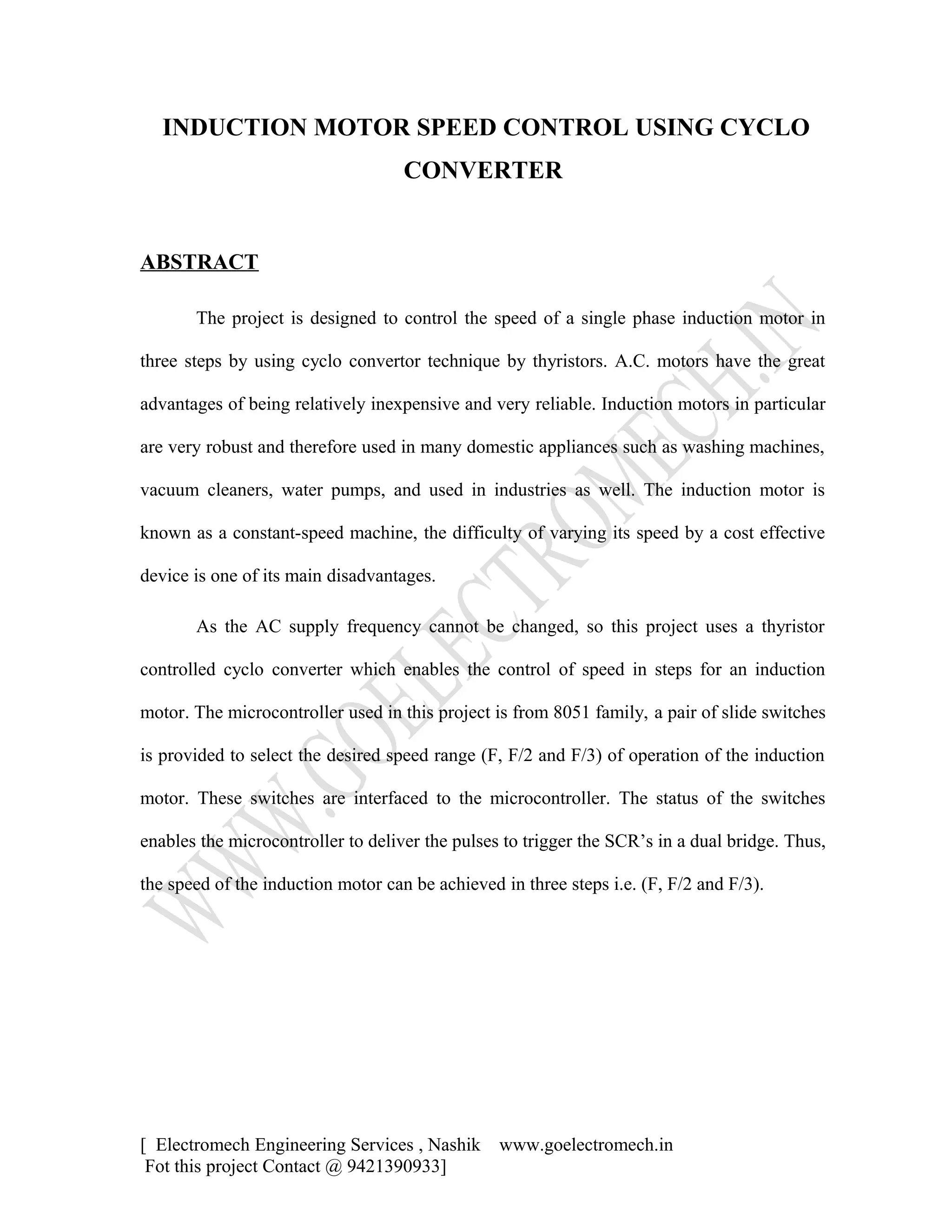 Induction motor speed control using cyclo converter 14000 | DOC | Radio Control | Hobbies ...