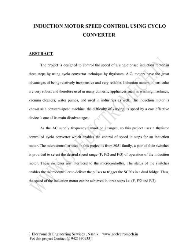 Induction motor speed control using cyclo converter 14000 | DOC | Radio Control | Hobbies ...