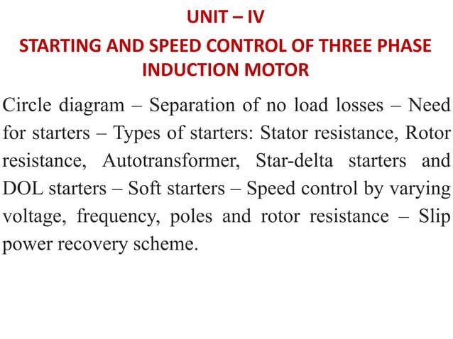 STARTING AND SPEED CONTROL OF THREE PHASE INDUCTION MOTOR | PPTX