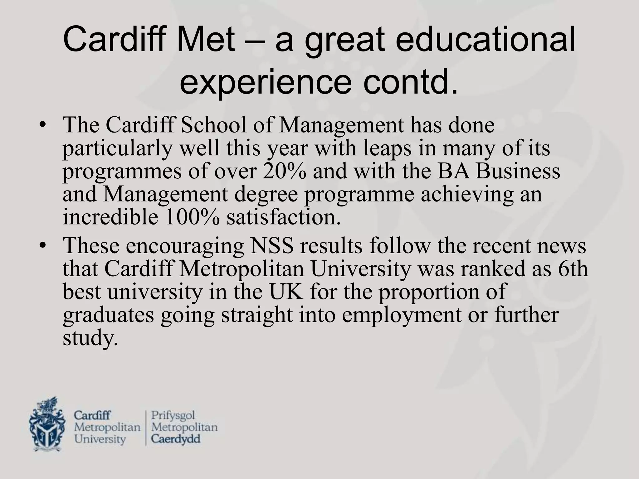Cardiff Metropolitan University presentation at Alpine Center | PPSX