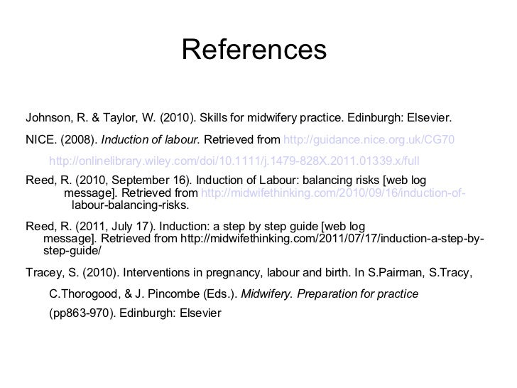Induction of labour and artificial rupture of membranes