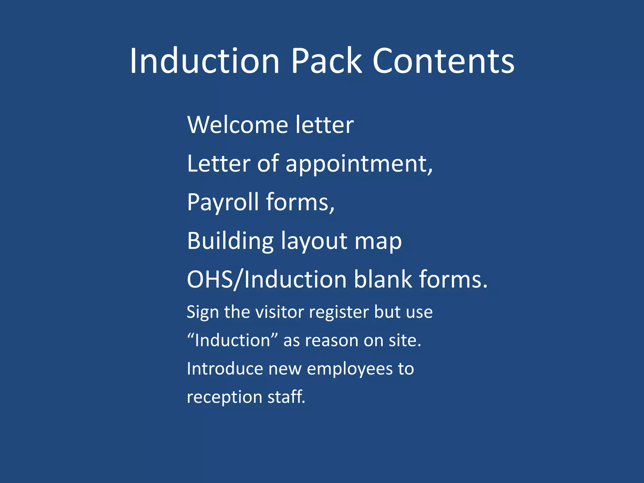 Induction presentation & refresher training | PPTX