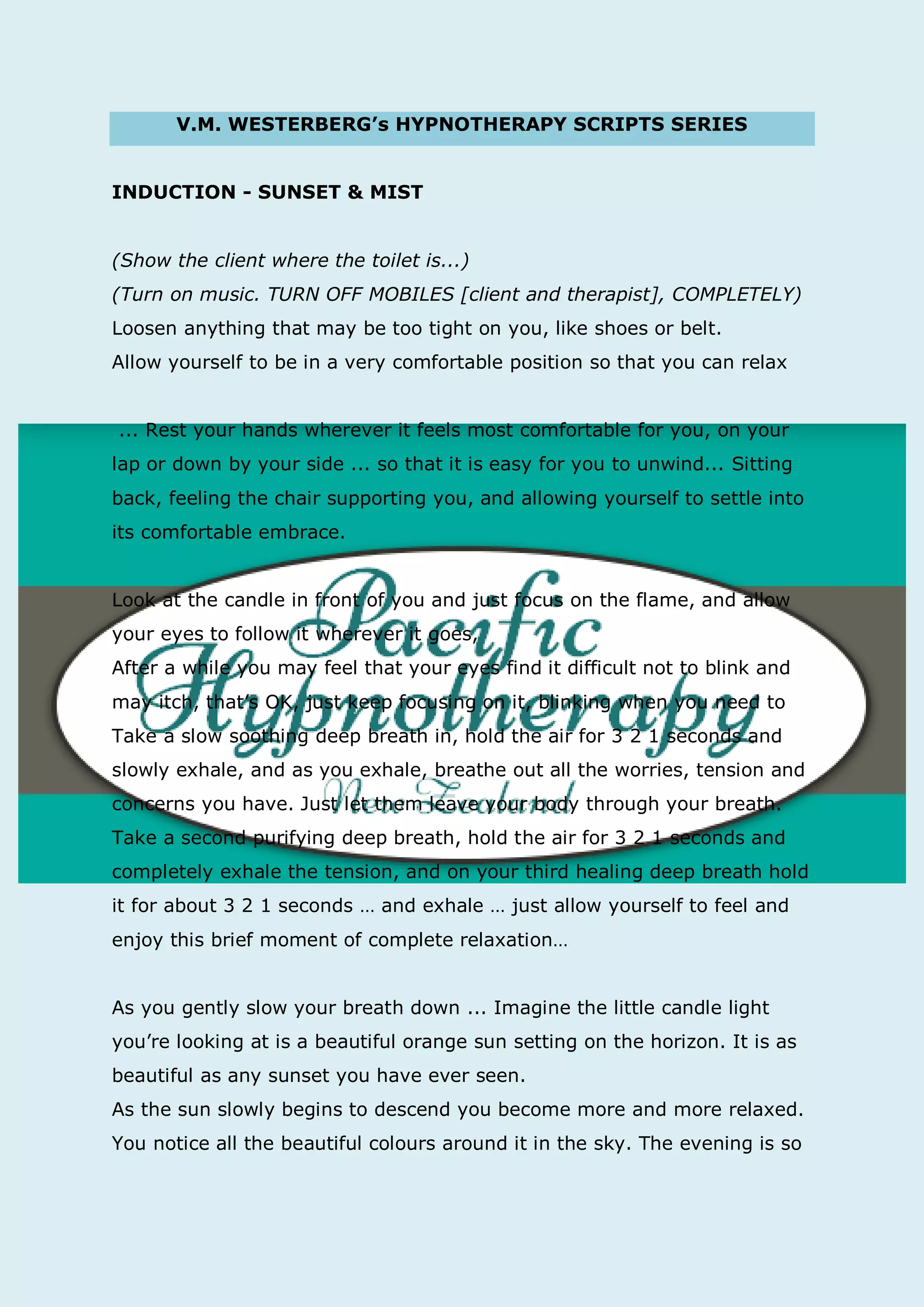 Hypnotherapy Inductions - Sunset and mist | PDF