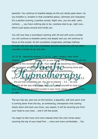 Hypnotherapy Inductions - Sunset and mist | PDF