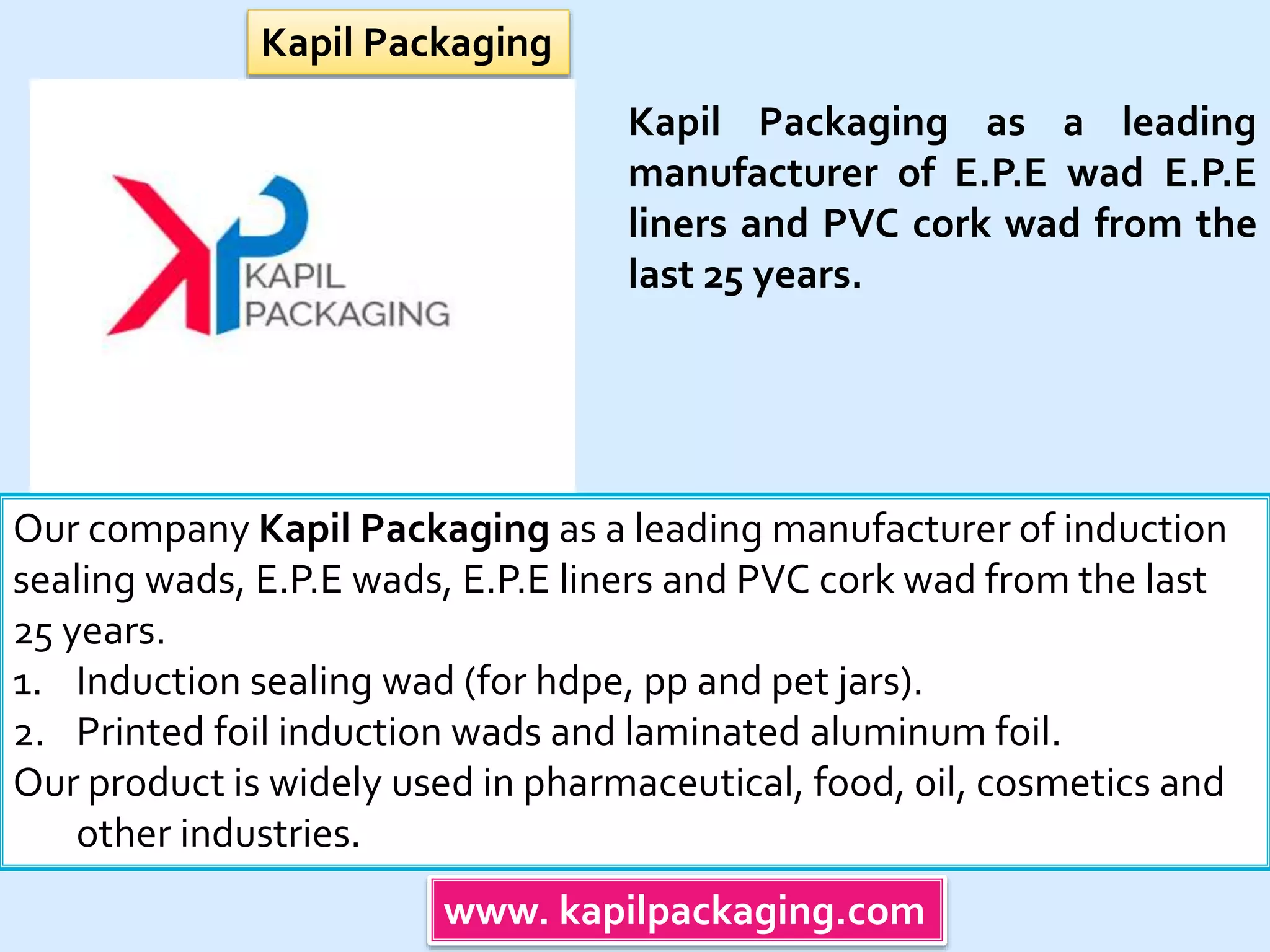 induction sealing wads manufacturers in india.pptx