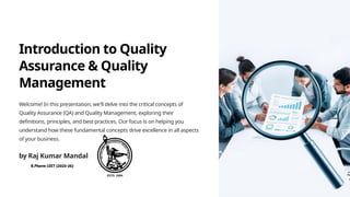 Induction to Quality Assurance and Quality Management on Slideshare by ...