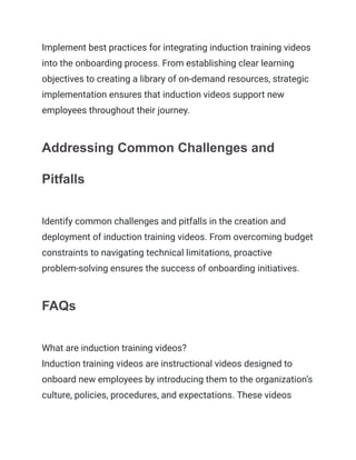 Unlocking Success with Induction Training Videos | PDF | Resume Writing ...