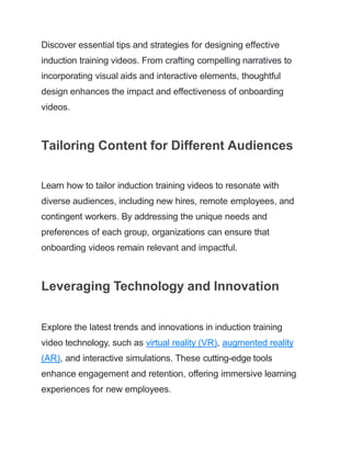 Unlocking Success with Induction Training Videos | PPTX