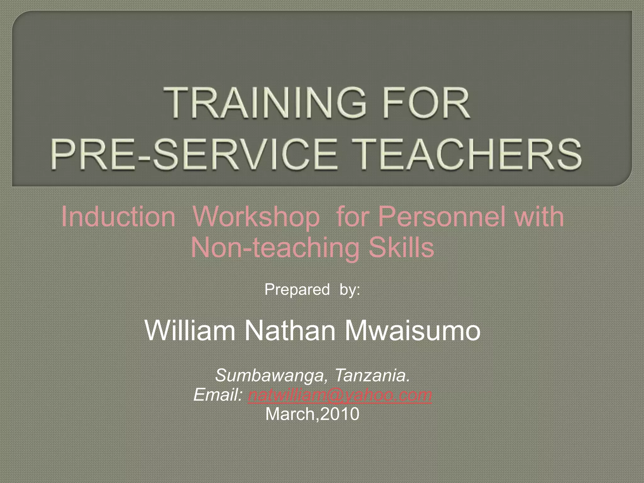 Induction workshop for teachers | PPTX
