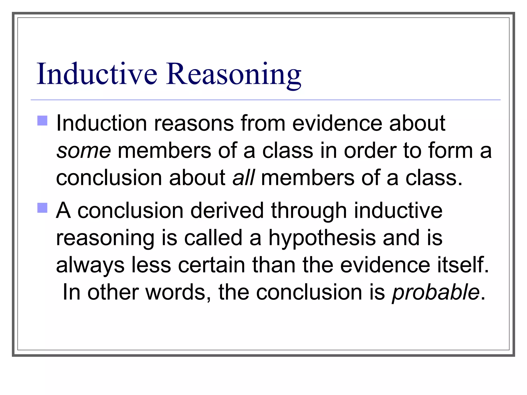 Introduction To Inductive And Deductive Reasoning Ppt
