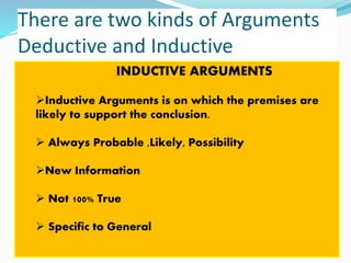 Inductive and deductive arguments | PPTX