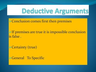 Inductive and deductive arguments | PPTX