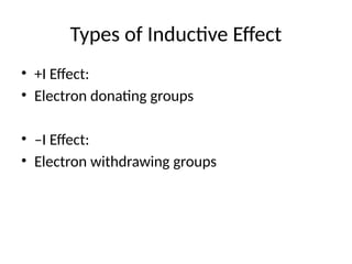 Inductive effect, its types, applications | PPTX