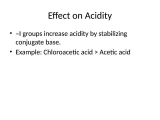Inductive effect, its types, applications | PPTX