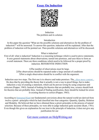 Inductive Essay Examples | PDF