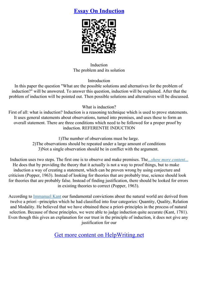 Inductive Essay Examples | PDF