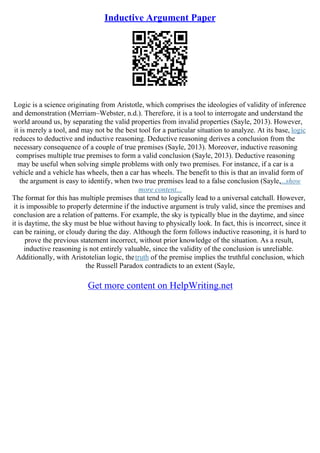 Inductive Essay Examples | PDF