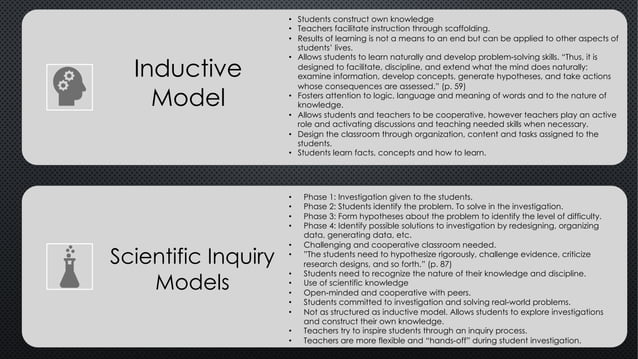 Inductive model vs. scientific inquiry models