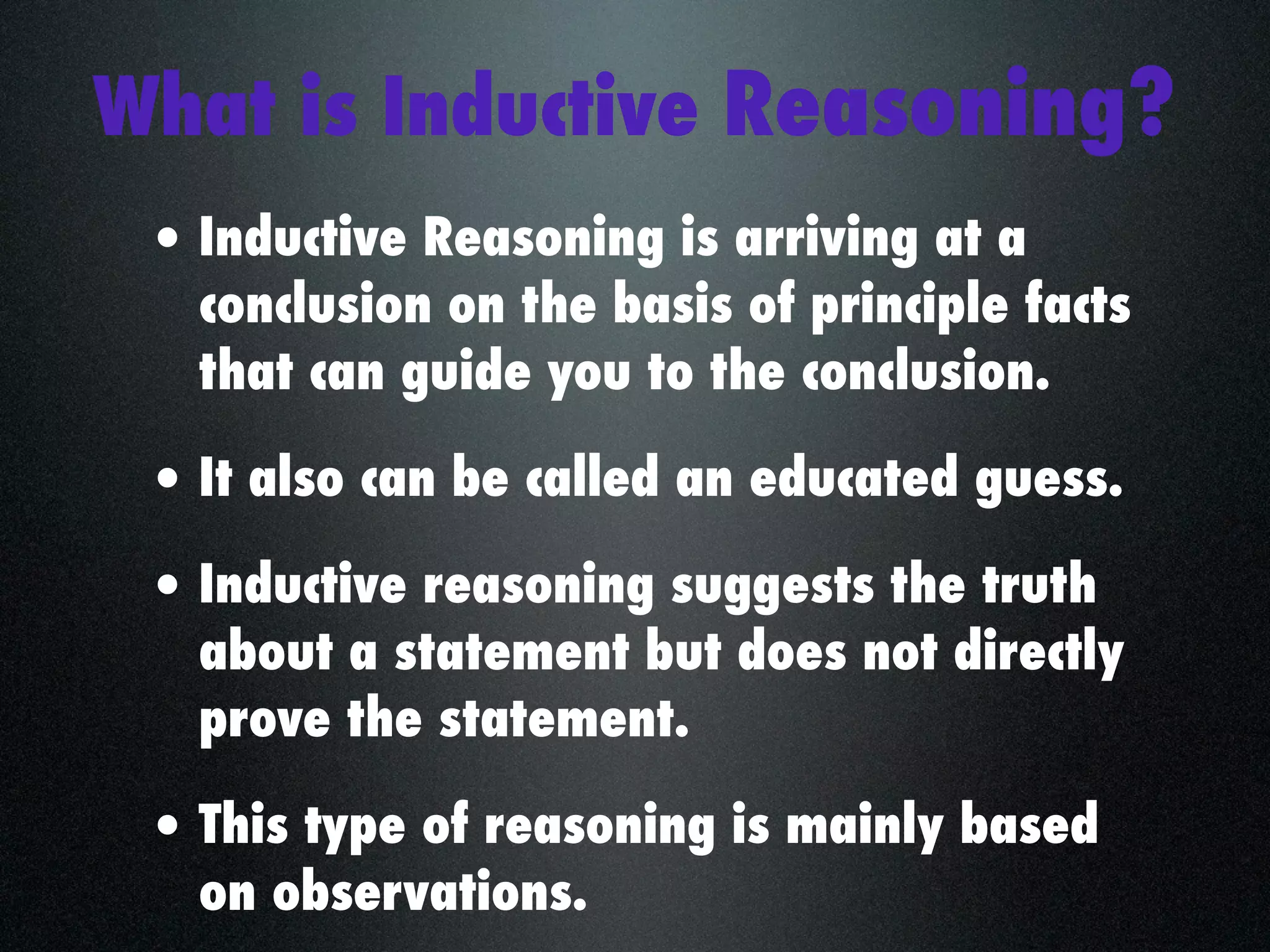 Inductive reasoning powerpoint | KEY